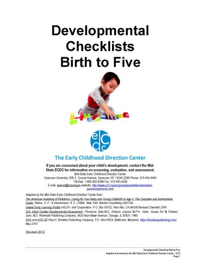 Developmental Milestones Checklist (2012, ECDC) - Achieve Beyond