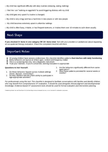 Early Childhood Sensory Screening Checklist - Achieve Beyond