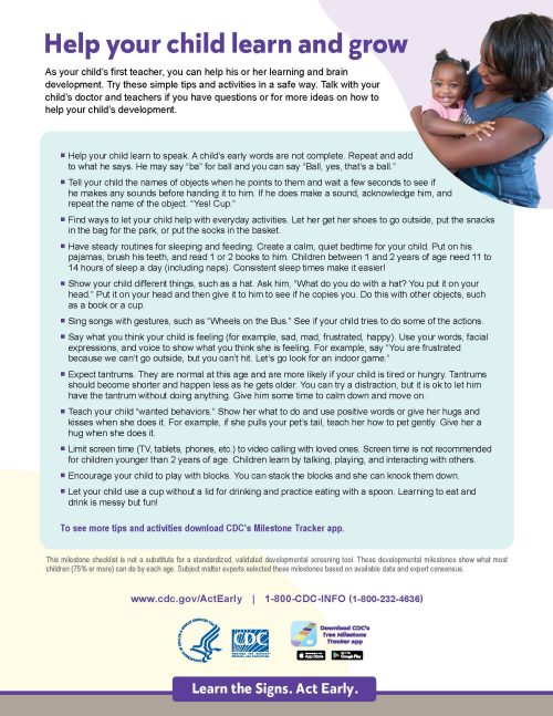 CDC Developmental Milestones Moments Packet (CDC.gov) - Achieve Beyond