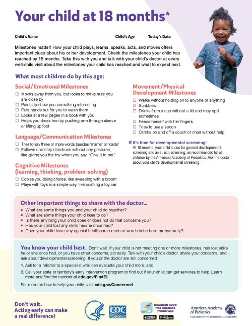 CDC Developmental Milestones Moments Packet (CDC.gov) - Achieve Beyond