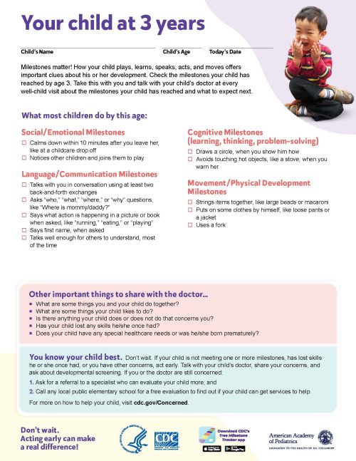 CDC Developmental Milestones Moments Packet (CDC.gov) - Achieve Beyond
