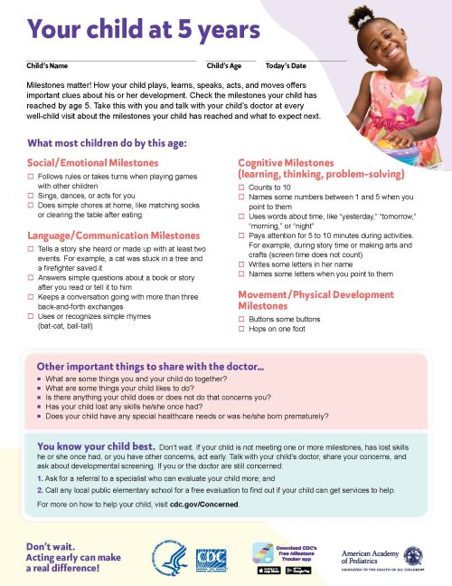 CDC Developmental Milestones Moments Packet (CDC.gov) - Achieve Beyond
